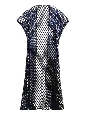 GEMY MAALOUF Sequin-embellished Fishnet Cape - White
