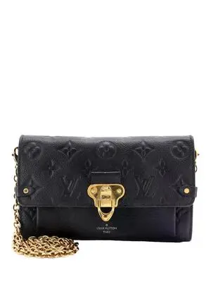 LOUIS VUITTON Vavin Chain Wallet Monogram Empreinte Leather Clutch Bag Black