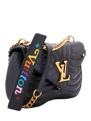 LOUIS VUITTON New Wave Chain Bag Quilted Leather Mm Crossbody Bag - Black