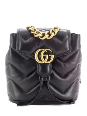 Gucci Gg Marmont Flap Matelasse Leather Mini Backpack - Black