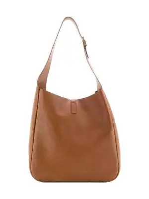Saint Laurent Le 5 A 7 Supple Leather Large Hobo Bag Brown