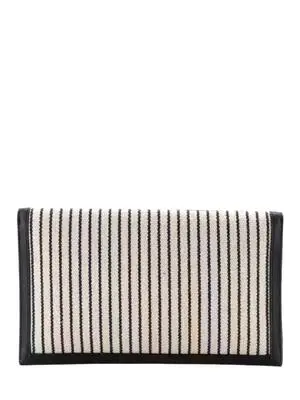SAINT LAURENT Uptown Pouch Striped Canvas Clutch Bag