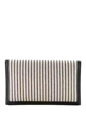 SAINT LAURENT Uptown Pouch Striped Canvas Clutch Bag