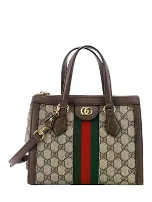 Gucci Ophidia Top Handle Gg Coated Canvas Small Tote Bag - Brown