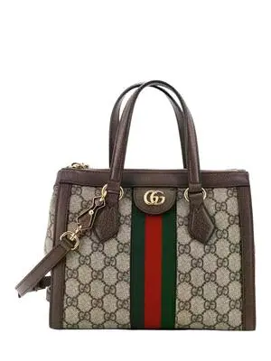 Gucci Ophidia Top Handle Gg Coated Canvas Small Tote Bag - Brown