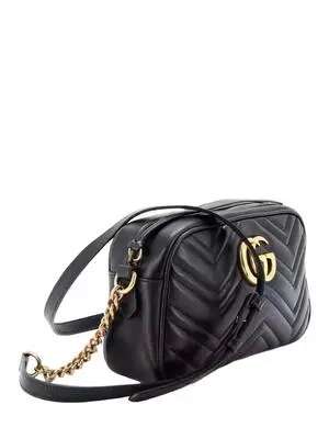 Gucci Gg Marmont Shoulder Bag Matelasse Leather Small Crossbody Bag - Black