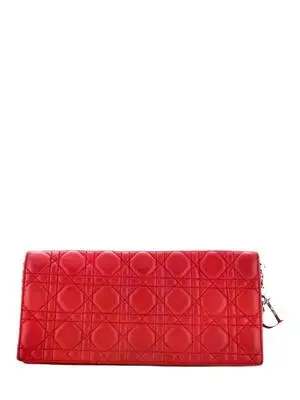 DIOR Lady Dior Convertible Chain Cannage Quilt Leather Long Clutch Bag