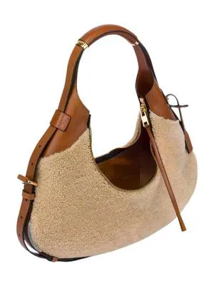 MOSCHINO Shearling Leather Shoulder Bag
