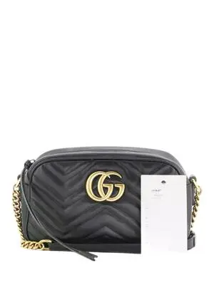 Gucci Gg Marmont Shoulder Bag Matelasse Leather Small Crossbody Bag - Black