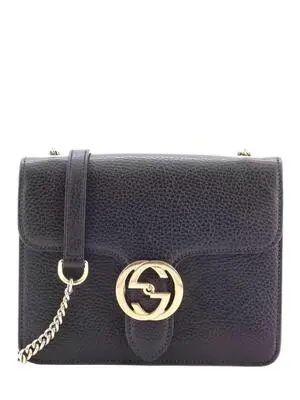 Gucci Interlocking Leather Small Shoulder Bag - Black