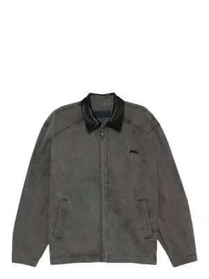 JUUN.J Leather-collar Zip-up Shirt Jacket - Grey