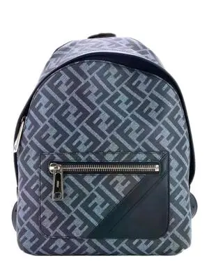 Fendi Chiodo Zucca Coated Canvas With Leather Small Backpack - Blue