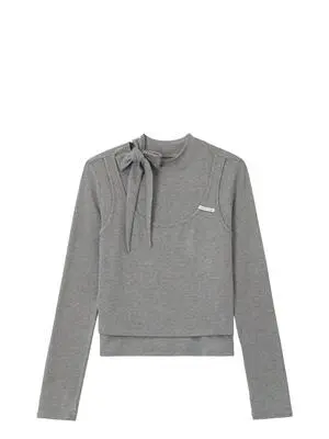 Izzue Bow-detail Layered Long-sleeve Top - Grey