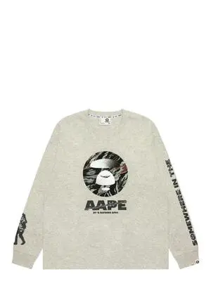 AAPE BY *A BATHING APE Moonface Logo-print Long-sleeve T-shirt - Grey