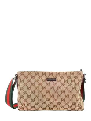 Gucci Web Strap Messenger Bag Gg Canvas Small Crossbody Bag - Brown