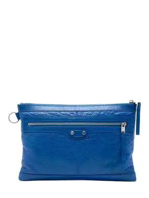 Balenciaga 2015 Lambskin Motocross Classic Clip M Clutch Bag - Blue