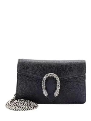 Gucci Dionysus Bag Leather Super Mini Clutch Bag - Black