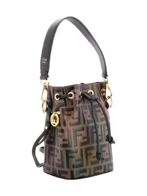 FENDI Mon Tresor Zucca Embossed Leather Mini Bucket Bag