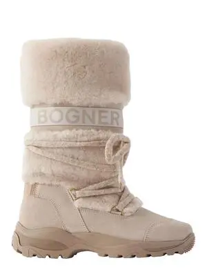 Bogner Alta Badia Shearling-trimmed Suede Ankle Boots - Ivory