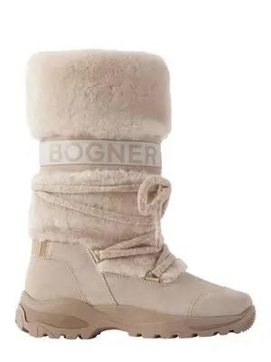 Bogner Alta Badia Shearling-trimmed Suede Ankle Boots - Neutrals