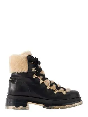 Bogner Swansea 9 Shearling-trimmed Leather Ankle Boots - Black