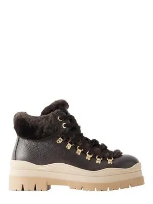 Bogner Arosa 9 Shearling-trimmed Leather Ankle Boots - Brown