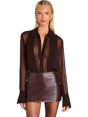 SANS FAFF Meghan Panelled Silk Blouse - Espresso