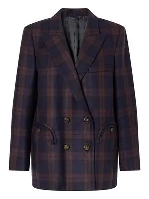 BLAZÉ MILANO Everynight Checked Double-breasted Wool Blazer - Blue