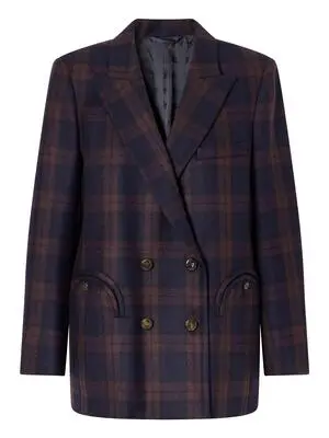 BLAZÉ MILANO Everynight Checked Double-breasted Wool Blazer - Navy