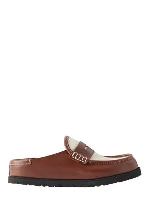 BIRKENSTOCK Naples Wrapped Canvas-trimmed Leather Loafers - Brown