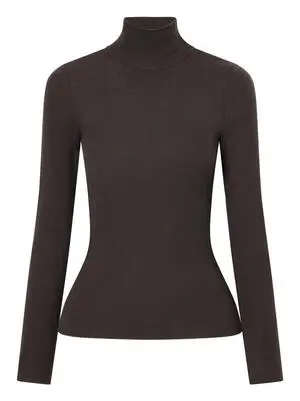 Max Mara Cavallo Ribbed Wool Turtleneck - Brown