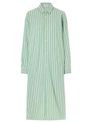 MARRAKSHI LIFE The Long Shirt Striped Cotton Oxford Midi Dress - Green