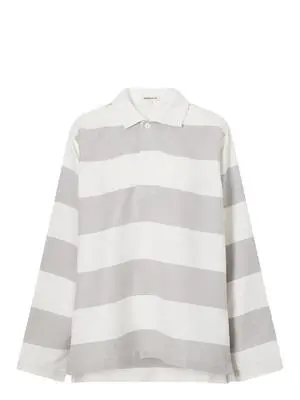 MARRAKSHI LIFE The Rugby Striped Cotton Oxford Shirt - Gray