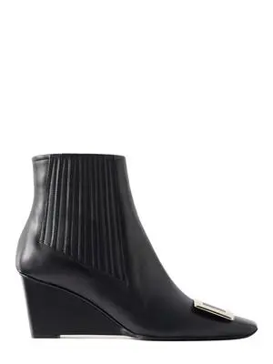 ROGER VIVIER Belle Vivier 60 Leather Ankle Boots - Black