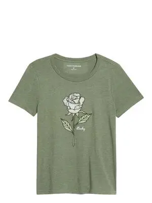 Lucky Brand Lace Rose Graphic T-shirt - Thyme