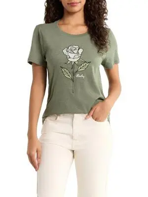 Lucky Brand Lace Rose Graphic T-shirt - Thyme