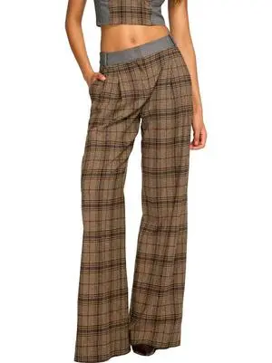 Ramy Brook Leslie Wide Leg Pants - Plaid Combo