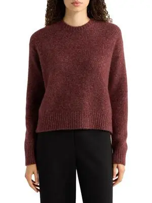 Fleurette Cropped Marled Crewneck Sweater Bordeaux
