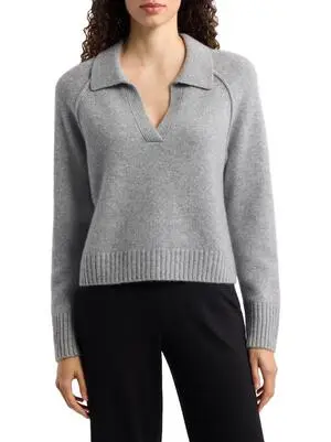 Fleurette Johnny Collar Cashmere Sweater - Grey