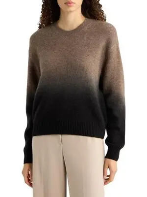 Fleurette Dip-dye Cashmere & Silk Crewneck Sweater Hazelnut