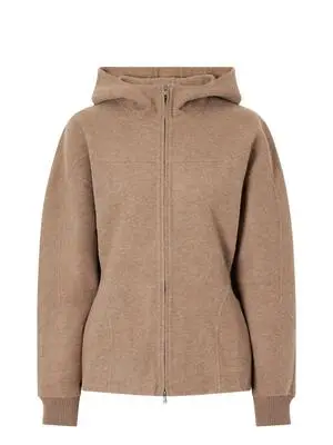 Max Mara Filtro Hooded Wool And Cashmere-blend Zip-up Cardigan Neutrals