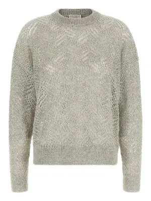 Brunello Cucinelli Dazzling Abstract Leaf' Sweater - Gray
