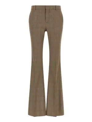 Saint Laurent Prince Of Wales Houndstooth Trousers - Brown