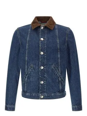 Brunello Cucinelli Denim And Suede Jacket - Blue