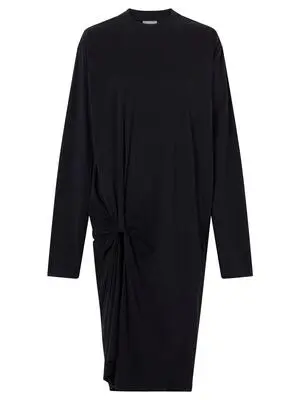 Balenciaga Knotted Draped Cotton-jersey Midi Dress - Black