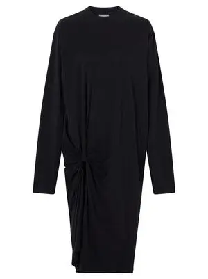 Balenciaga Knotted Draped Cotton-jersey Midi Dress - Black