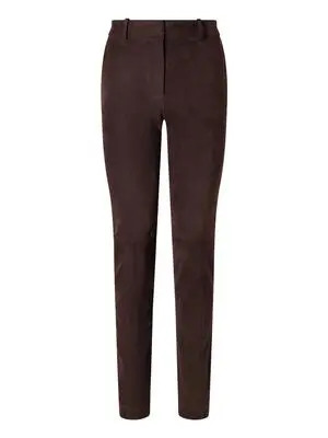 JOSEPH New Coleman Paneled Suede Mid-rise Slim-fit Pants - Brown