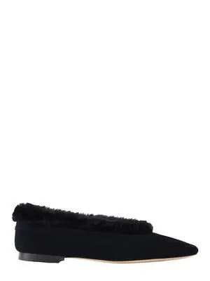 JIMMY CHOO Margot Shearling-trimmed Suede Ballet Flats - Black