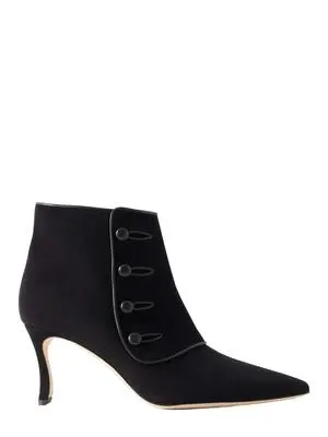 Manolo Blahnik Vivés 70 Leather-trimmed Suede Ankle Boots - Black
