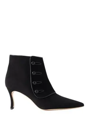 Manolo Blahnik Vivés 70 Leather-trimmed Suede Ankle Boots - Black